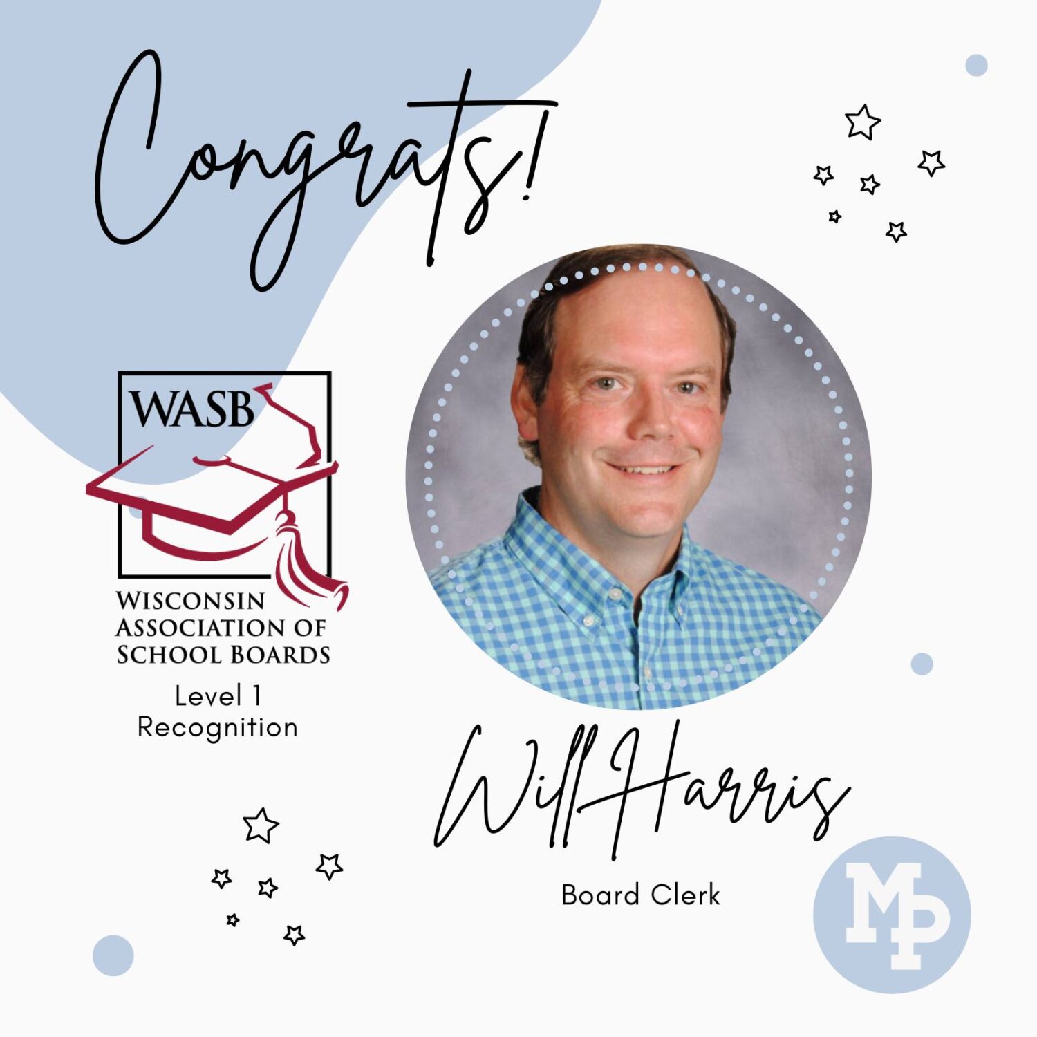 Mineral Point School District | Harris Earns Level 1 WASB Recognition